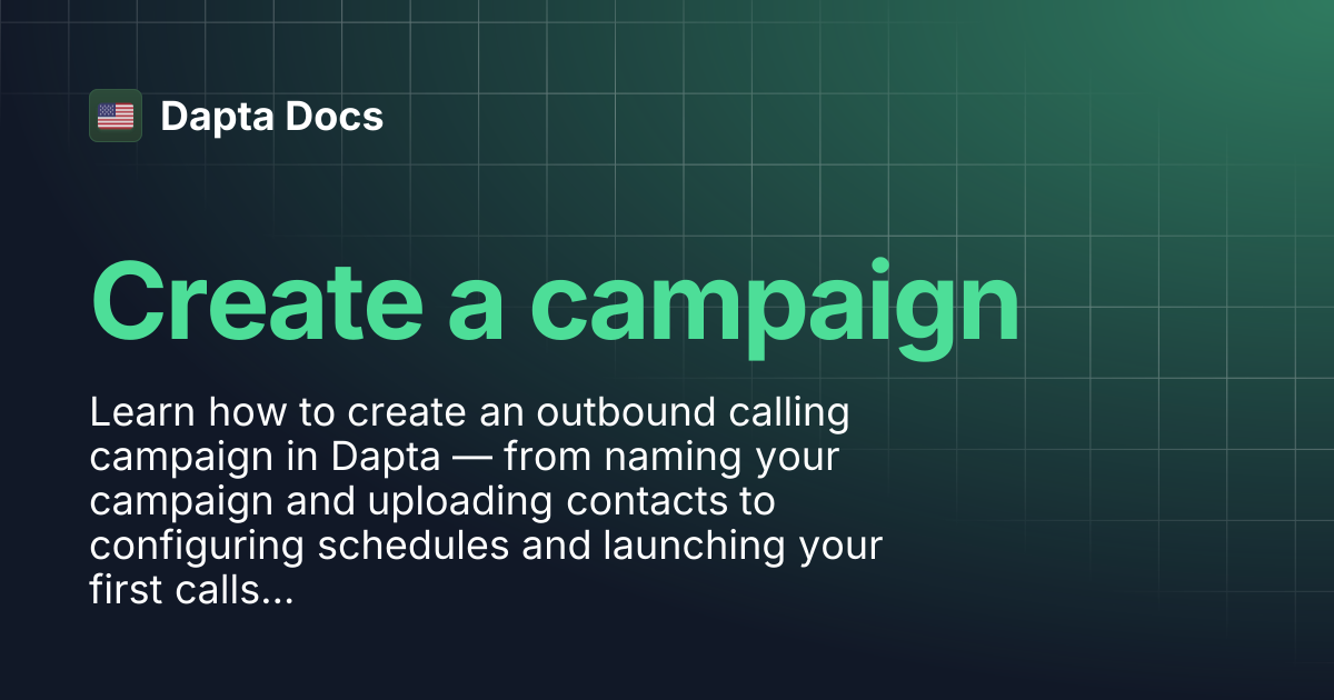 Create a campaign | Dapta Docs