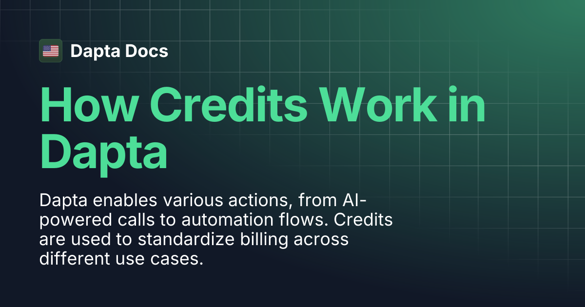 How Credits Work in Dapta | Dapta Docs