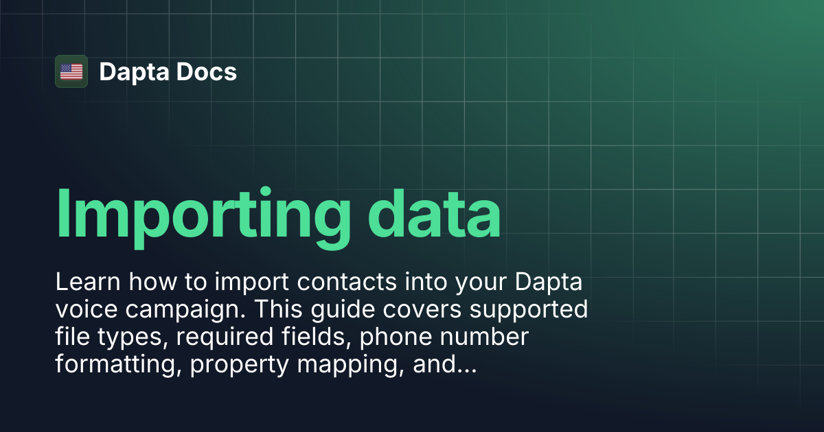 Importing data | Dapta Docs